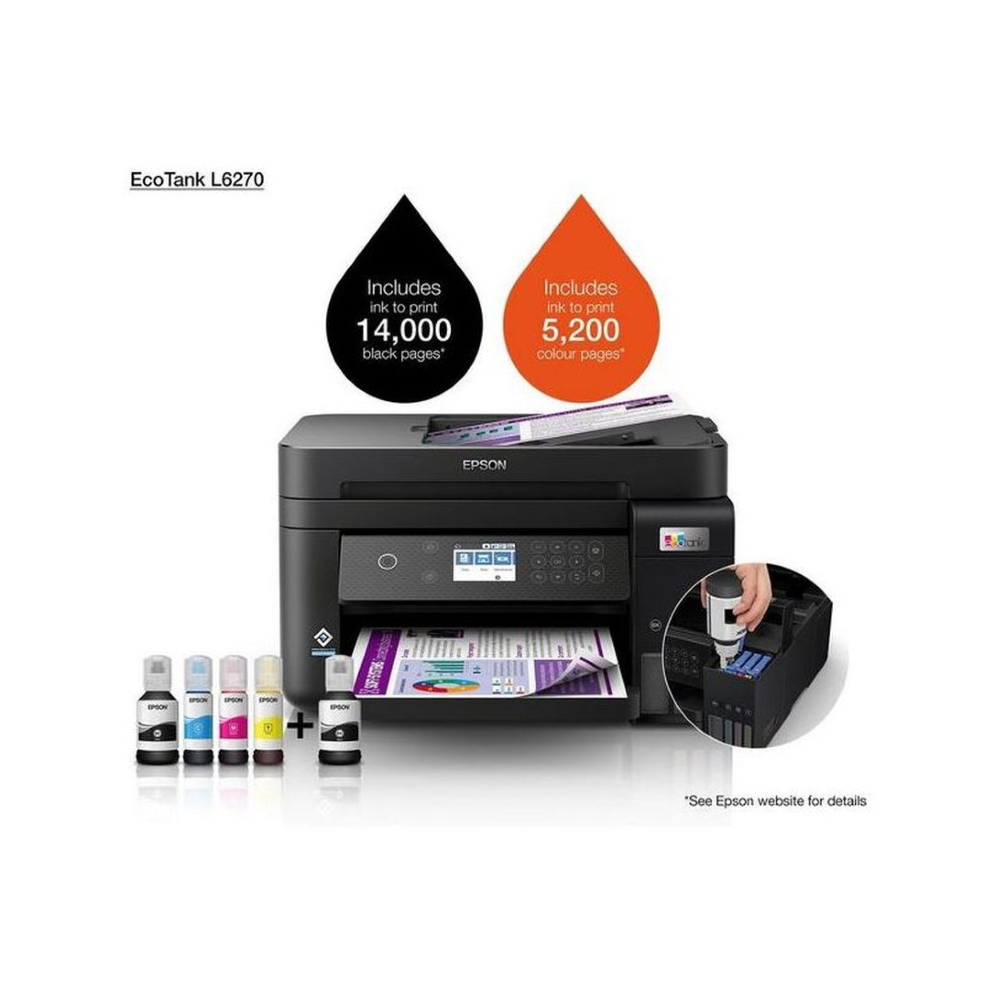 Smart PC - Multifunctional Inkjet color Epson L6270 EcoTank, A4, ADF ...